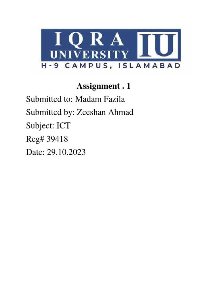 ICT Assignment 1 | PDF