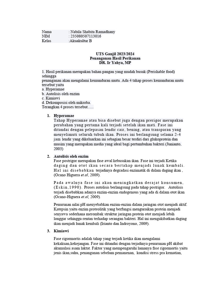 Nabila Shabita Ramadhany - Akuakultur B | PDF