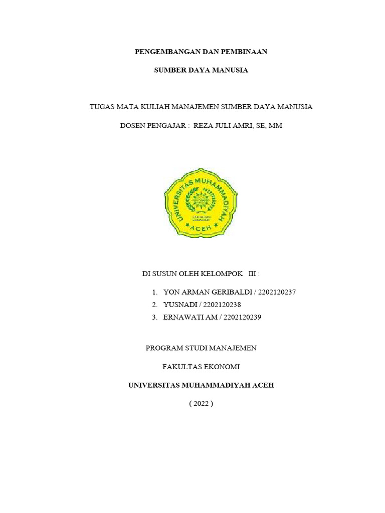 Presentasi Makalah Pengembangan Dan Pembinaan SDM Kelompok III | PDF