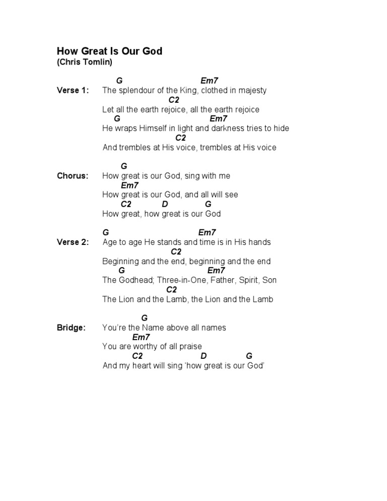 How Great Is Our God (G) | PDF