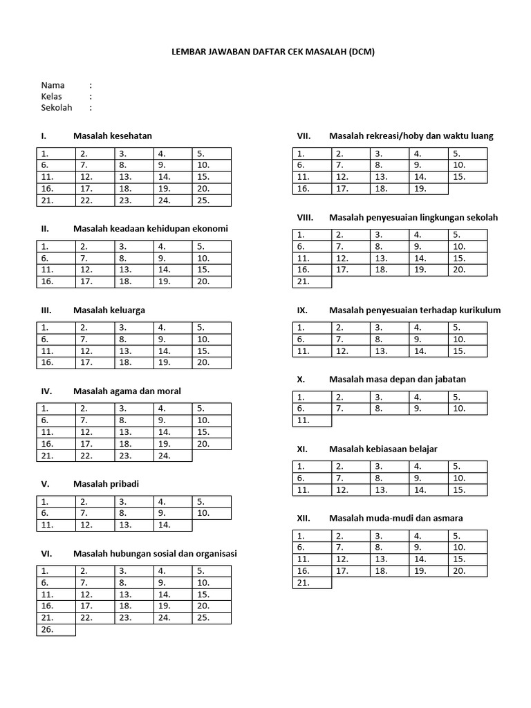 Lembar Jawaban (DCM) | PDF