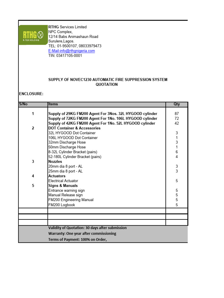 Project 2 - Novec1230 Quotation For SCSP 30102023 | PDF