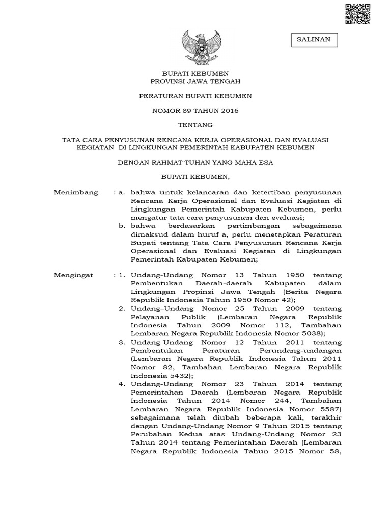 Tata Cara Penyusunan Rencana Kerja Operasional Dan Evaluasi Kegiatan Di ...