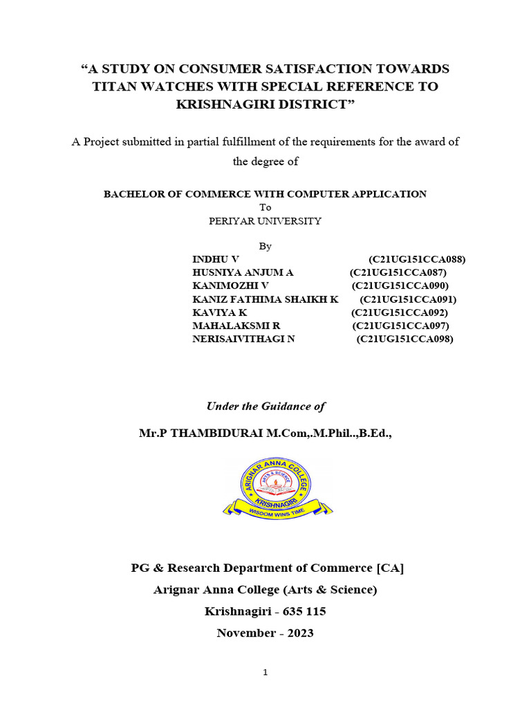 Indhu V | PDF | Customer Satisfaction | Brand