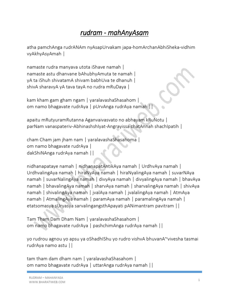 Rudram Mahanyasam | PDF