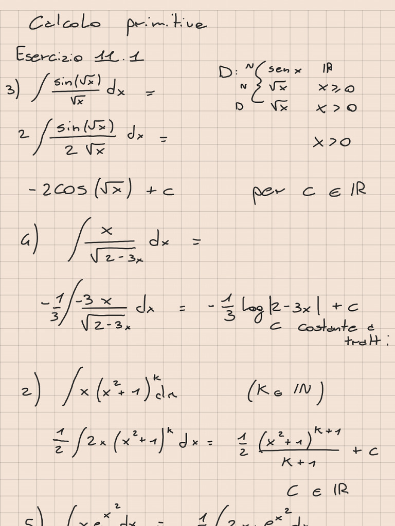 Calcolo Primitive - 230225 - 141606712 | PDF