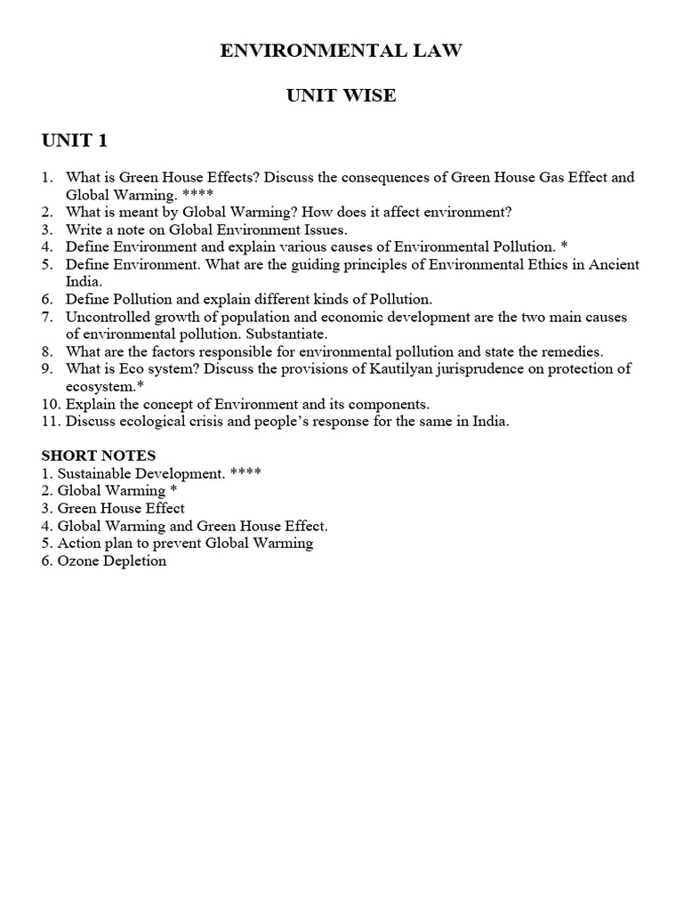 Environmental Law Questions | PDF