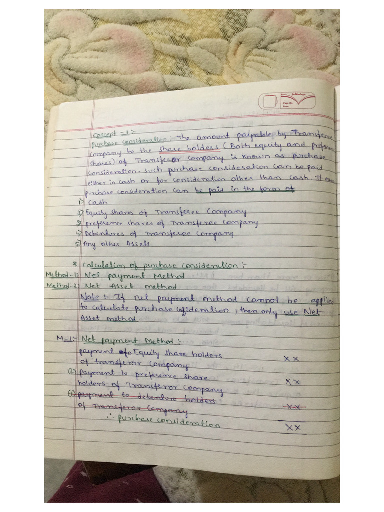 Purchase consideration notes | PDF