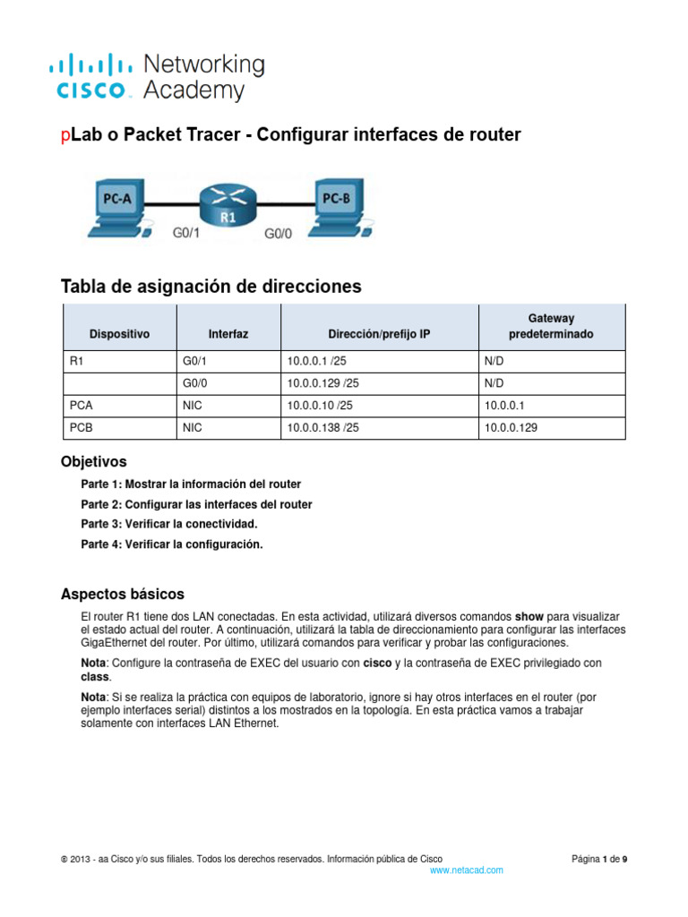 Práctica 12 - Configure Los Interfaces Del Router SECCION 24 v2 LLAMUCA RUIZ | PDF | Enrutador ...