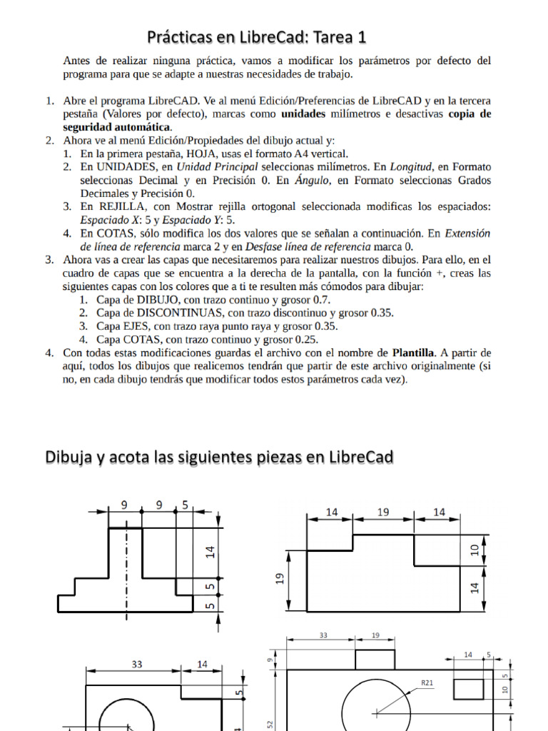 Práctica 1 LibreCad | PDF