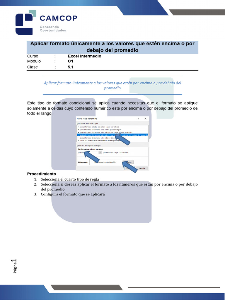 Clase 5 - Modulo 1. Formato Valores Por Encima o Debajo Del Promedio | PDF