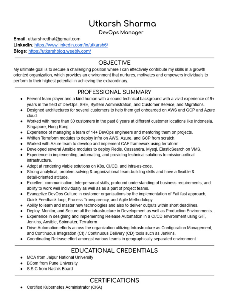 Utkarsh Sharma Profile Resume CV 2 | PDF | Systems Engineering | Free Software