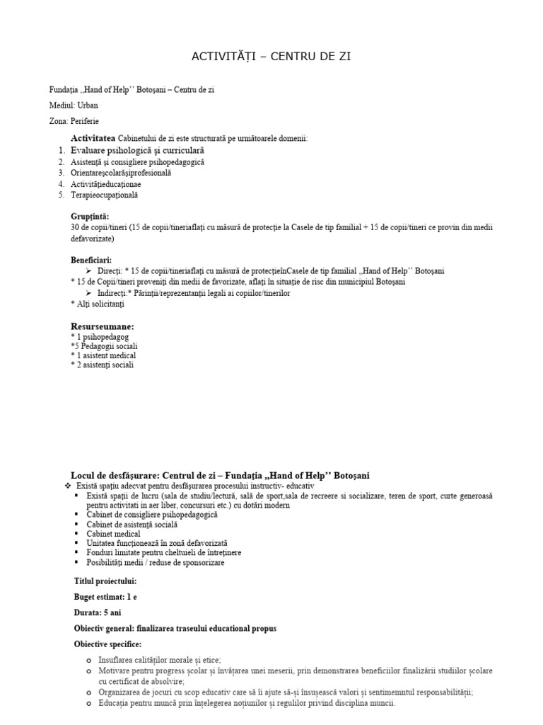 Activitati - Centru de Zi (1) 30 | PDF