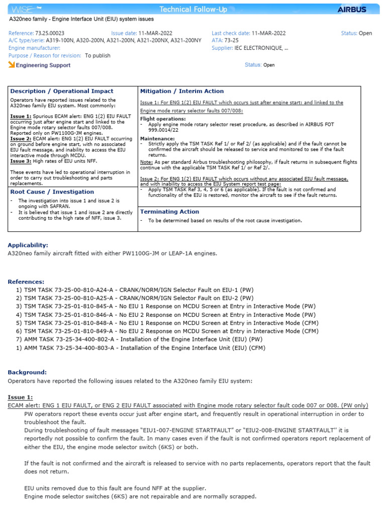 Few CFM Leap Engine Current Issues | PDF