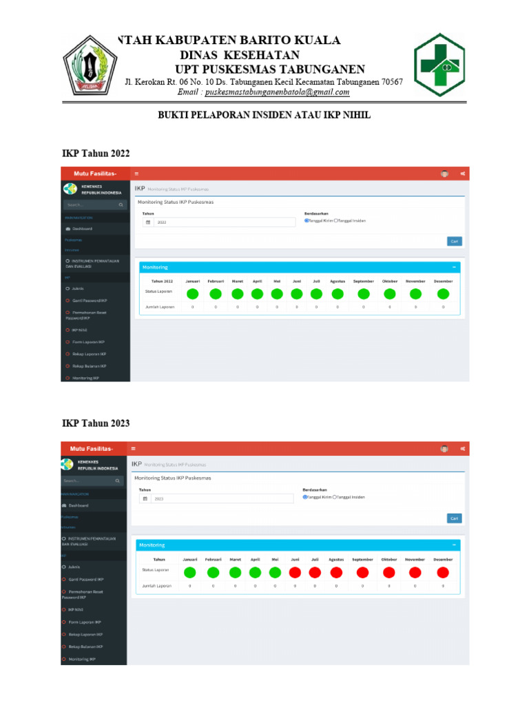 5.4.2 Bukti Pelaporan Insiden Atau Ikp Nihil | PDF