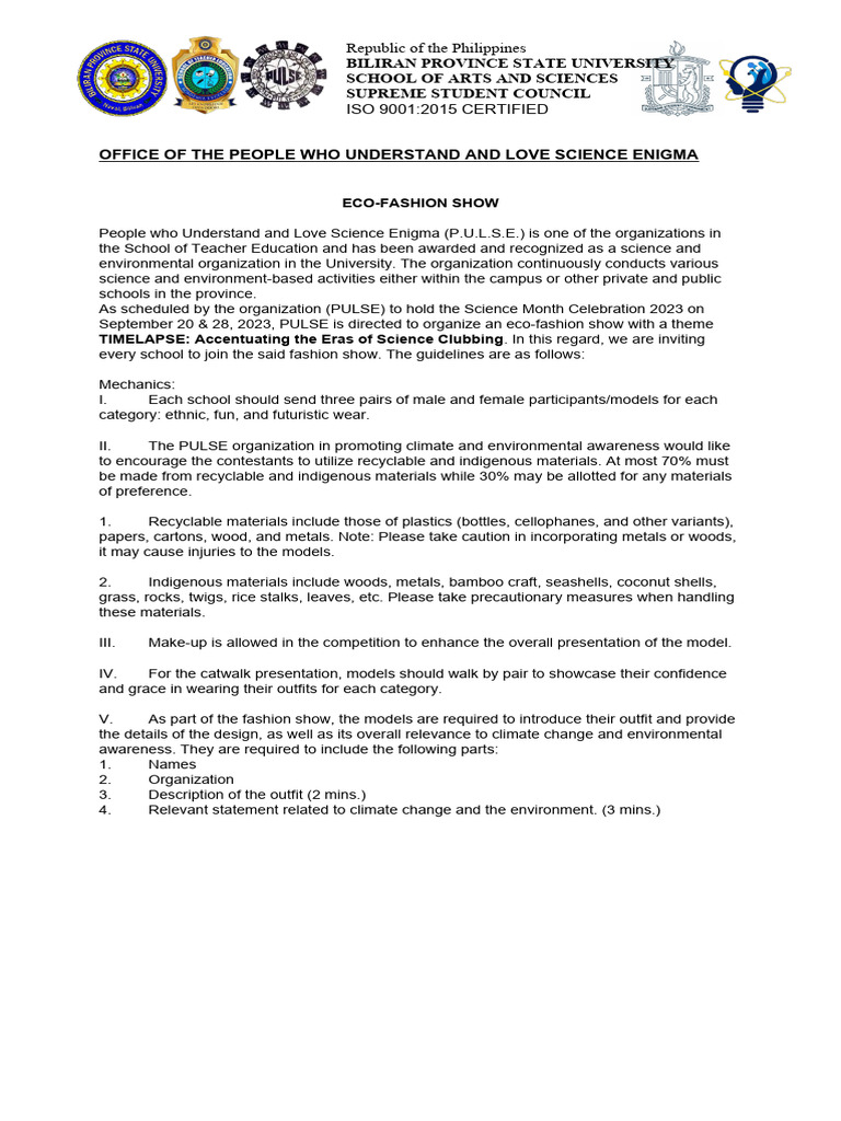 Eco Fashion SHow Mechanics | PDF | Creativity