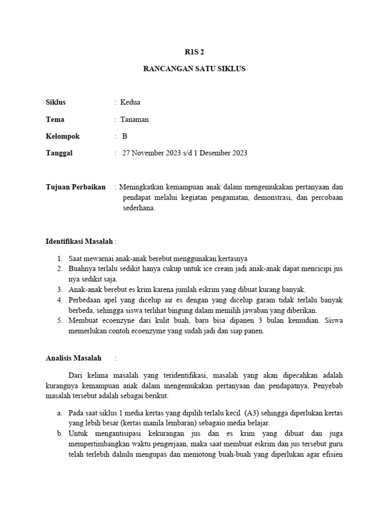 RANCANGAN Siklus 2 | PDF