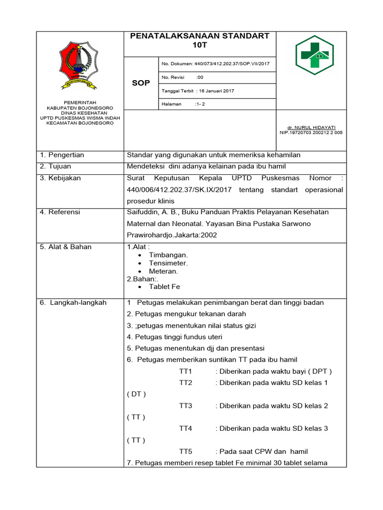 16.sop Pemeriksaan 10t | PDF