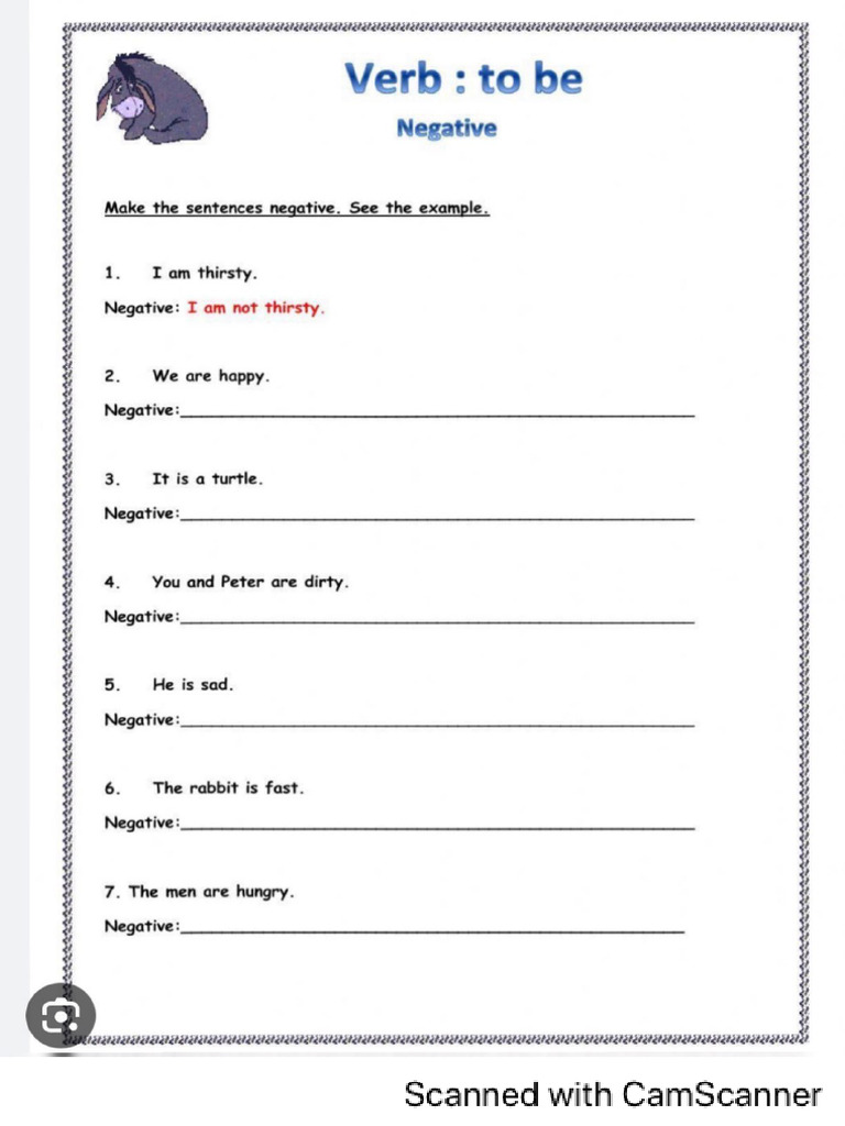 Verb To Be Negatives | PDF