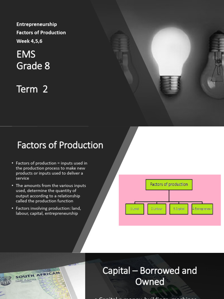 Ems gr8 t2 WK 4 6 Entrepreneurship Factors Production | PDF | Labour Economics | Employment