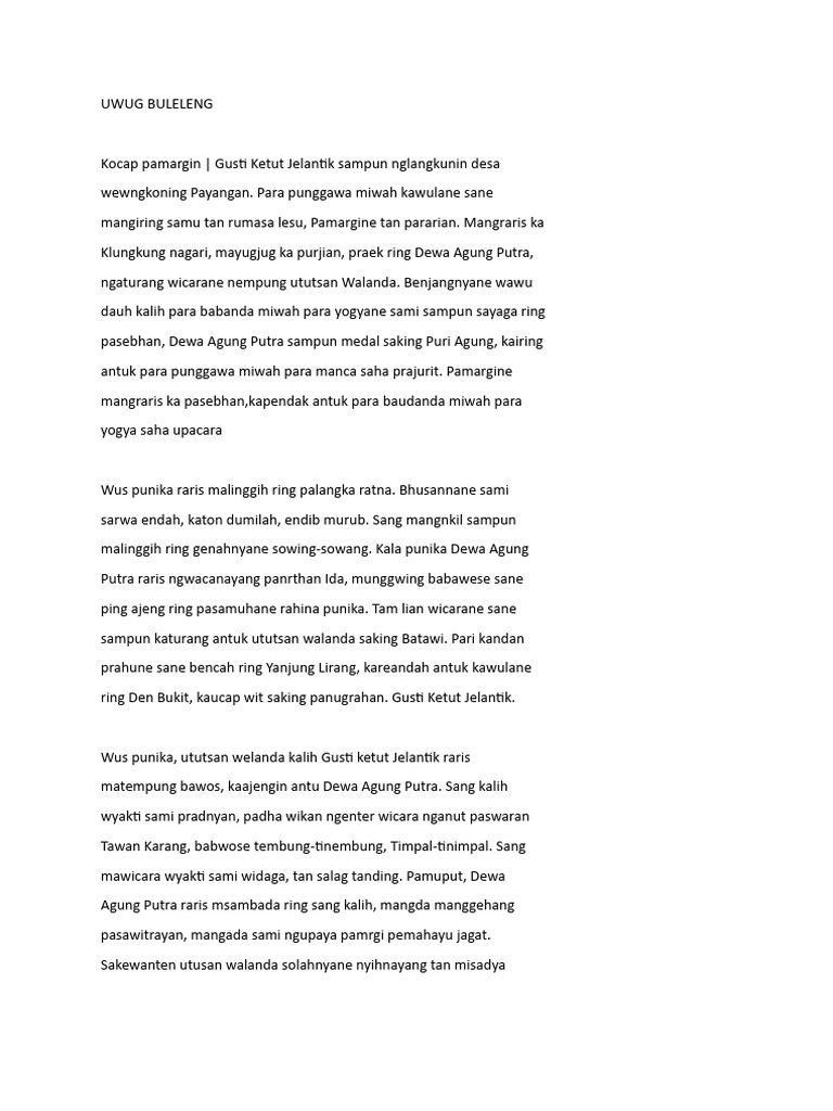 Uwug Buleleng | PDF