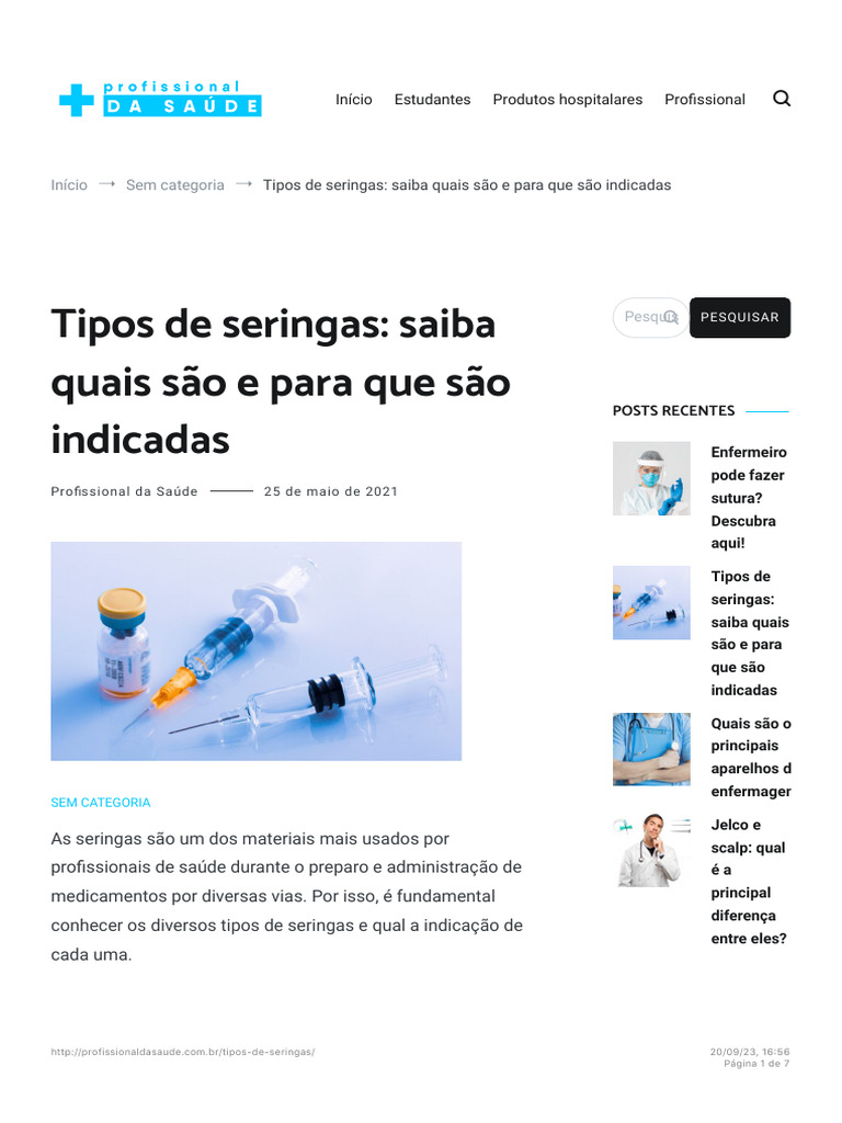 Tipos de Seringas - Saiba Quais São e para Que São Indicadas ... Tipos de Seringas - Saiba Quais São e para Que São Indicadas ...