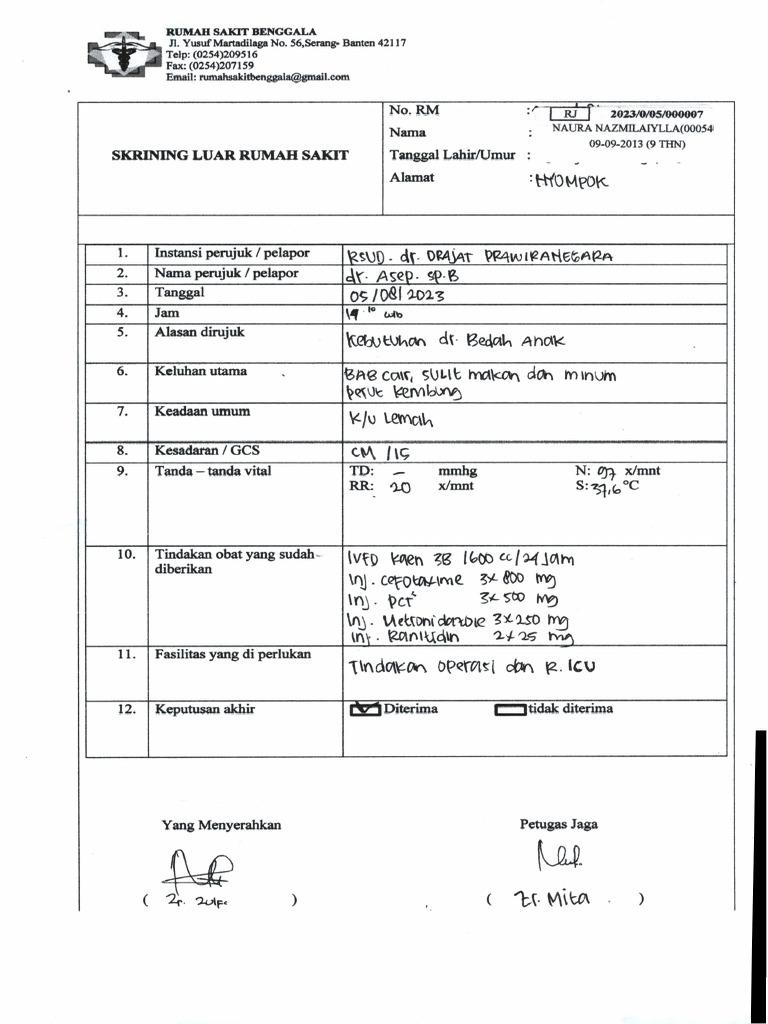 AKP 1 EP 2BUKTI PELAKSANAAN PROSES SKRINING SESUAI REGULASI YANG DIGUNAKAN DIDALAM DAN DILUAR RS ...