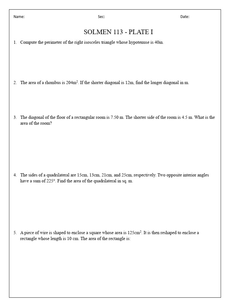 Solmen Plate 1 Due 11 - 7 | PDF