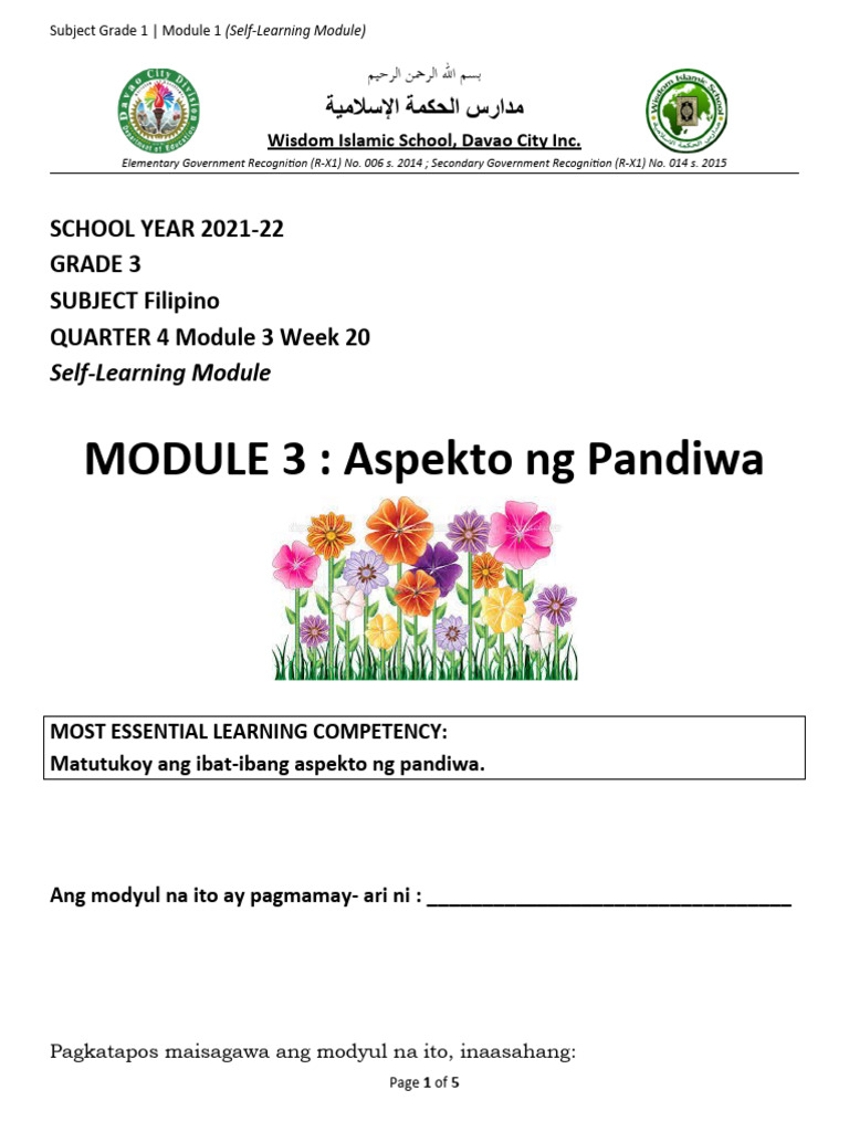 FILIPINO 3 MODULE 3 Q4 Week 20 | PDF