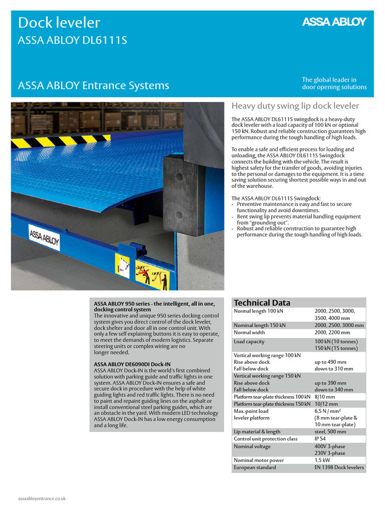 ASSA ABLOY Dock Levelers & Control Systems | PDF | Door | Electric Power
