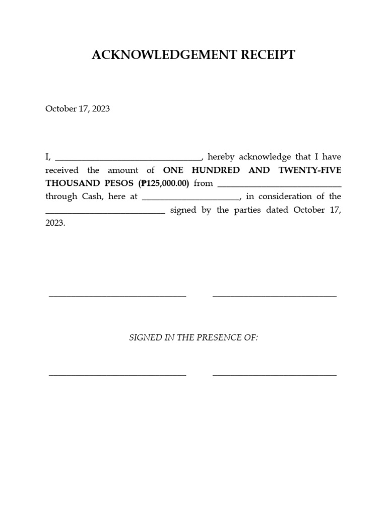 Acknowledgement Receipt | PDF