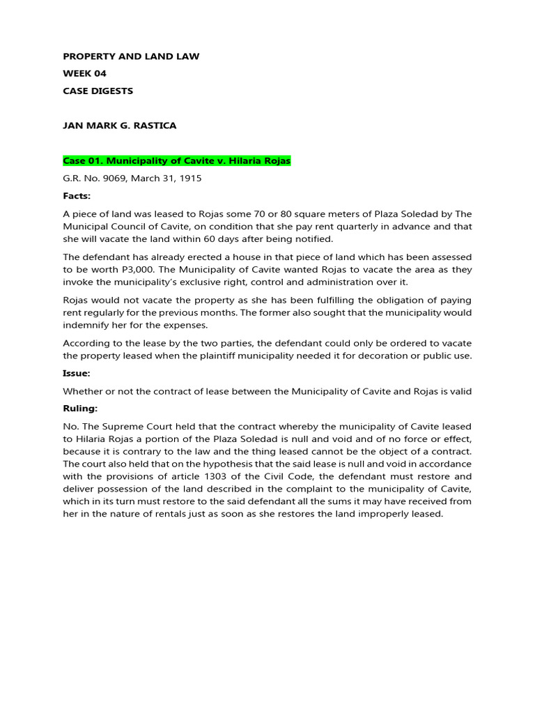 Property Law Case Digests Summary | PDF | Property | Appeal