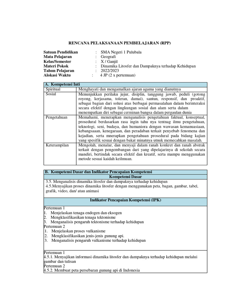 1 3.3 RPP Dinamika Litosfer | PDF