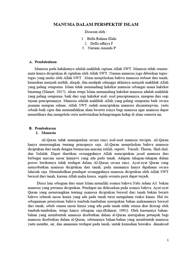 Manusia Dalam Perspektif Islam | PDF