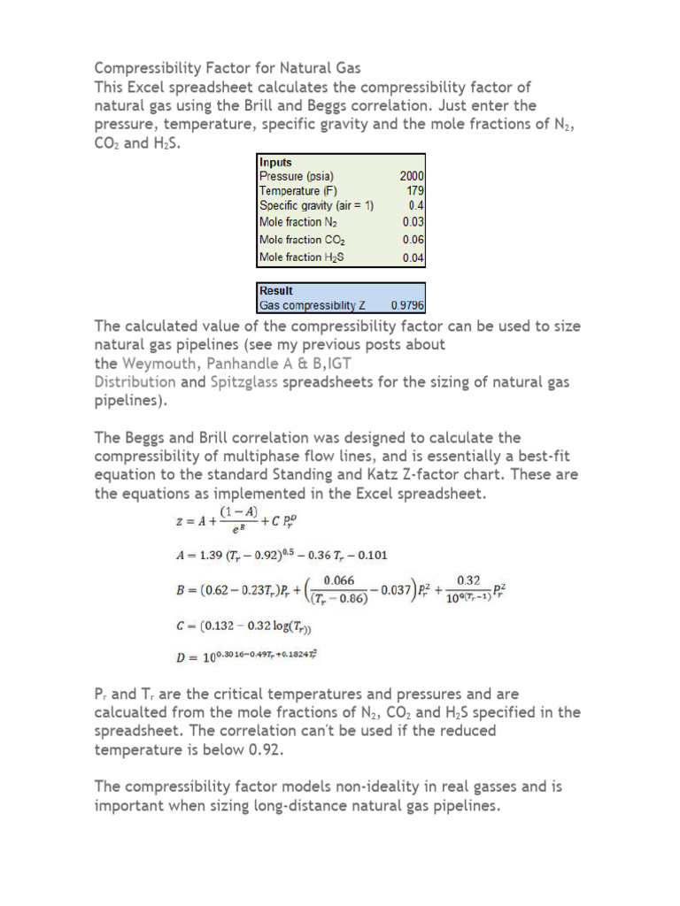 Compressibility Factor For Natural Gas Pdf