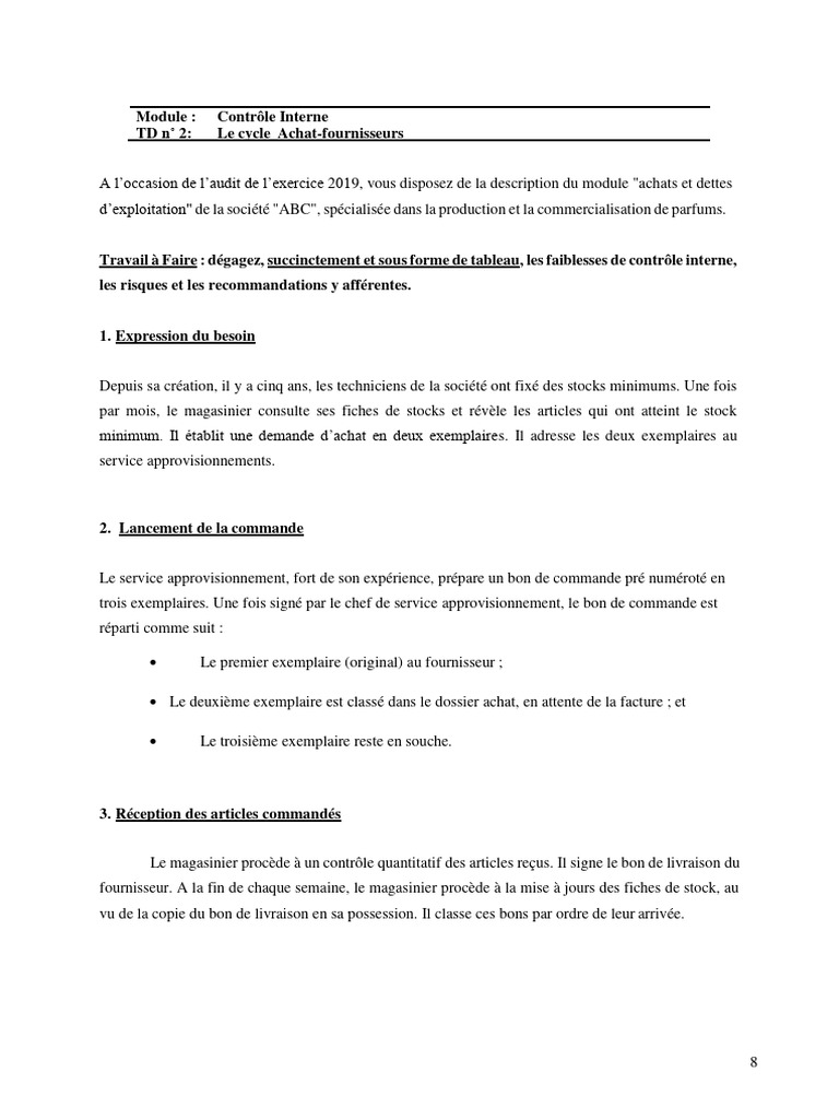TD Cycle Achats-Fournisseurs | PDF | Facture | Business