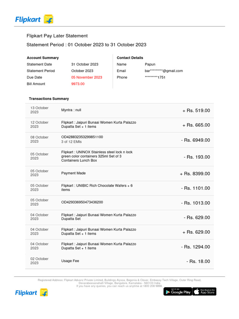 Pay Later Statement | PDF | Payments | Banks