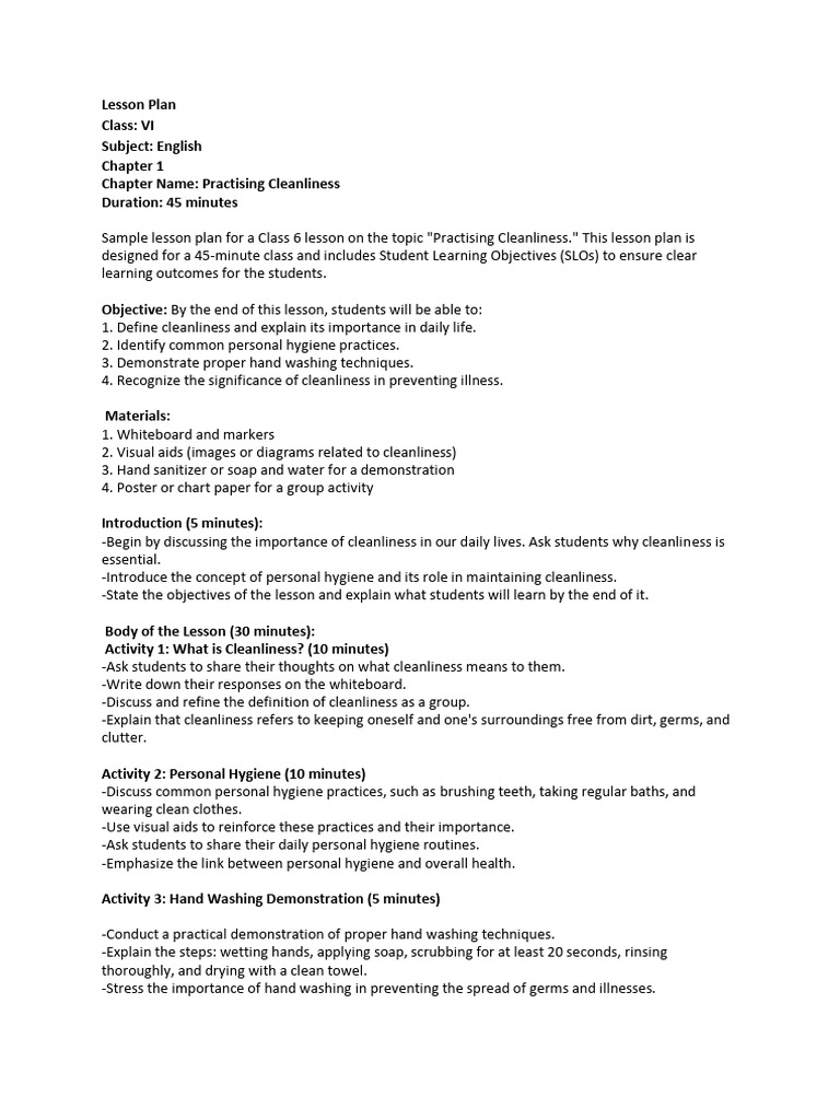 Lesson Plans Class 6 English | PDF