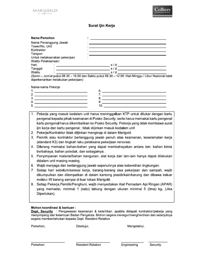 Surat Ijin Kerja | PDF