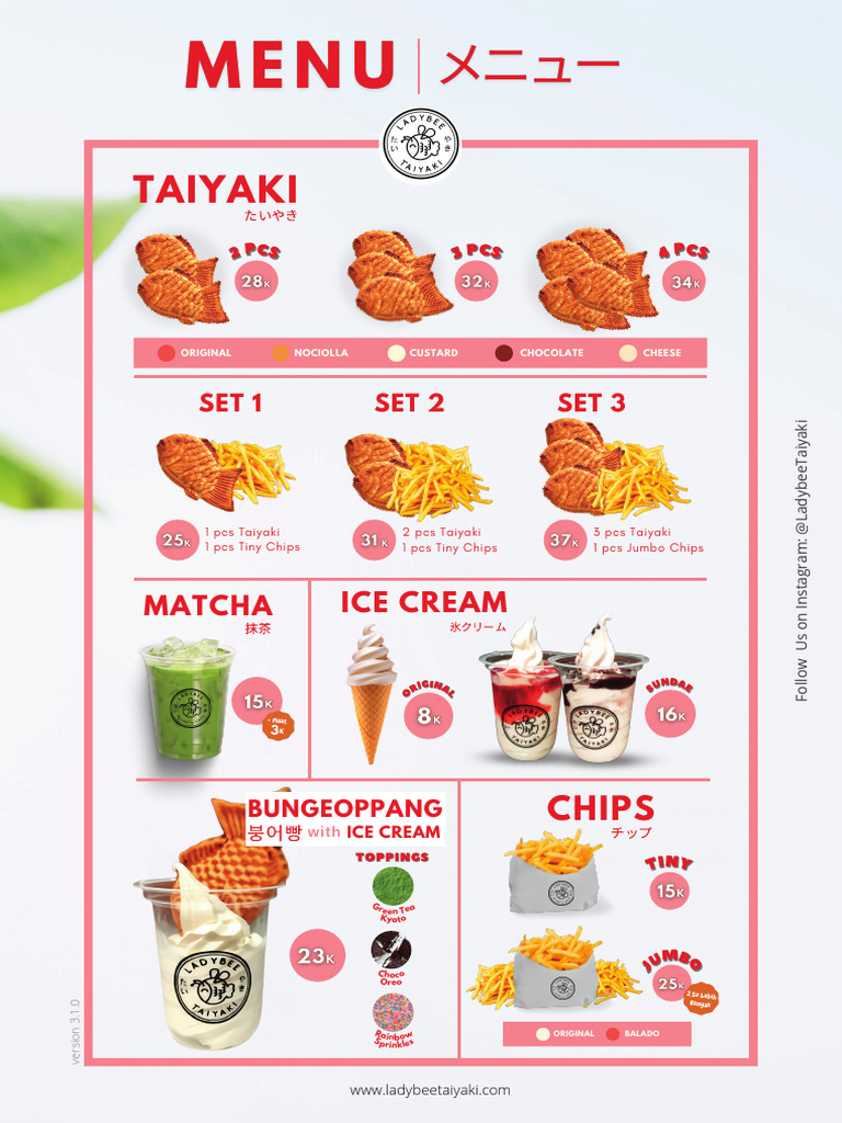 Taiyaki and Chips Menu Options | PDF
