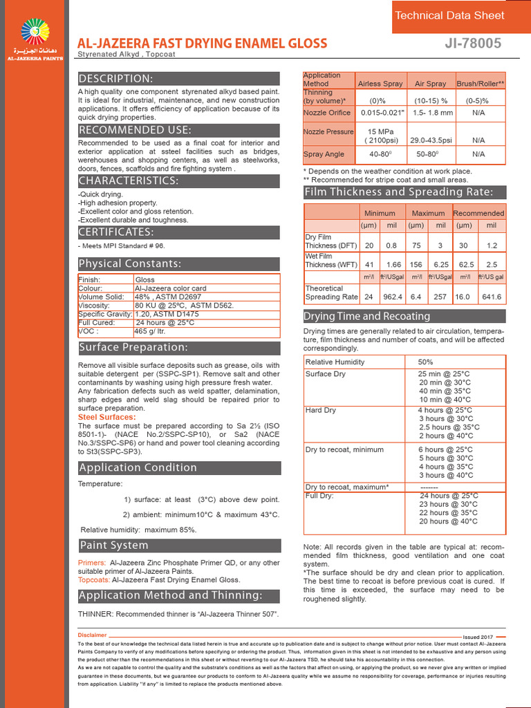 Tds-Al-Jazeera Fast Drying Enamel Gloss | PDF