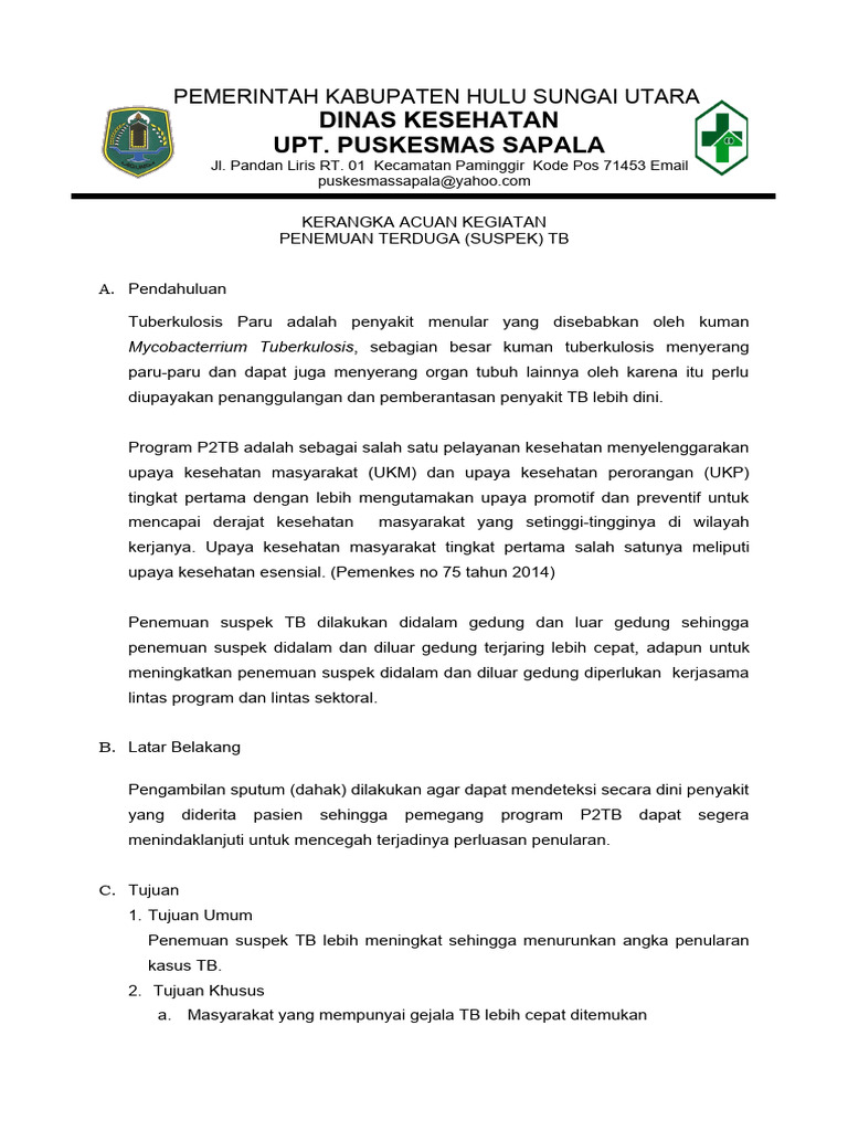 KAK PENEMUAN TERDUGA TB | PDF