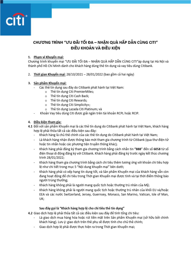 Spend Lending and Get Campaign TNC VN | PDF