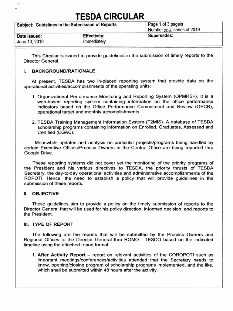 Guidelines in The Submission of Reports | PDF