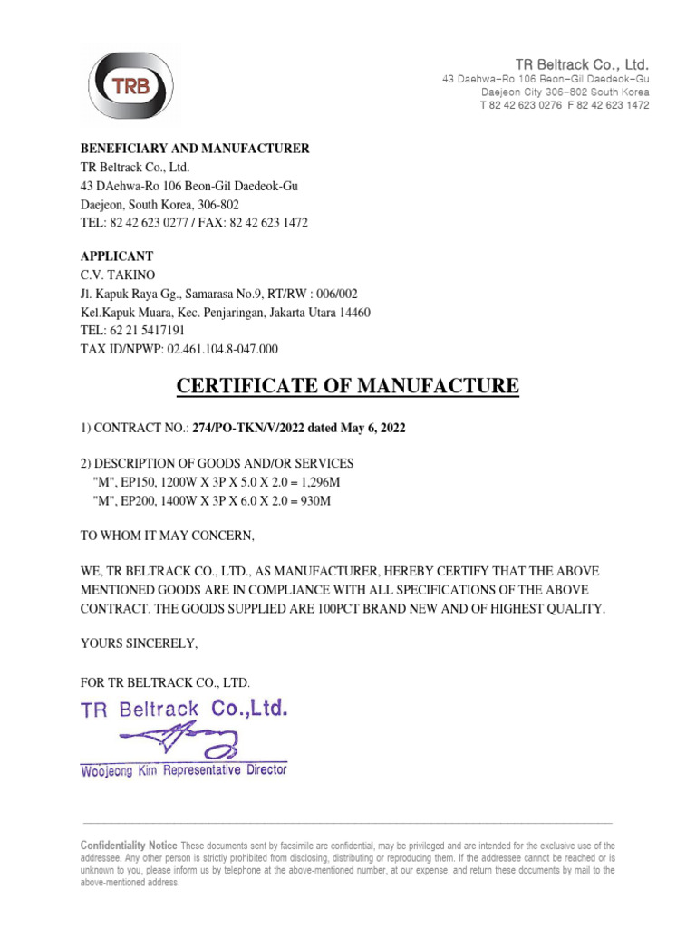 Certificate of Manufacture for 2nd shipment_231106_080326 | PDF