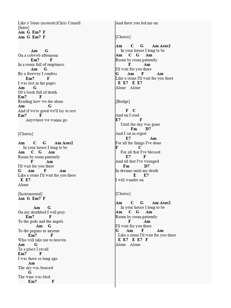 Like a Stone (acoustic) Chris Cornell | PDF