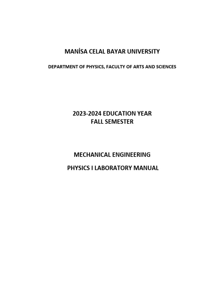 Physic Lab. I Manual MM | PDF