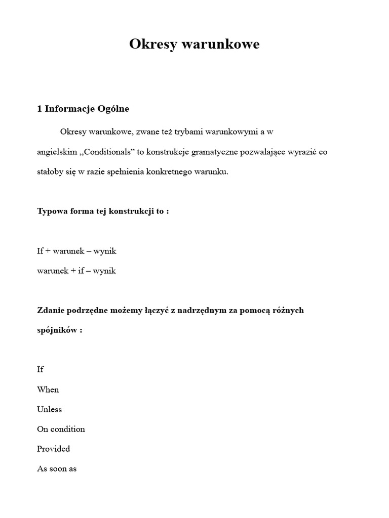 Okresy Warunkowe | PDF