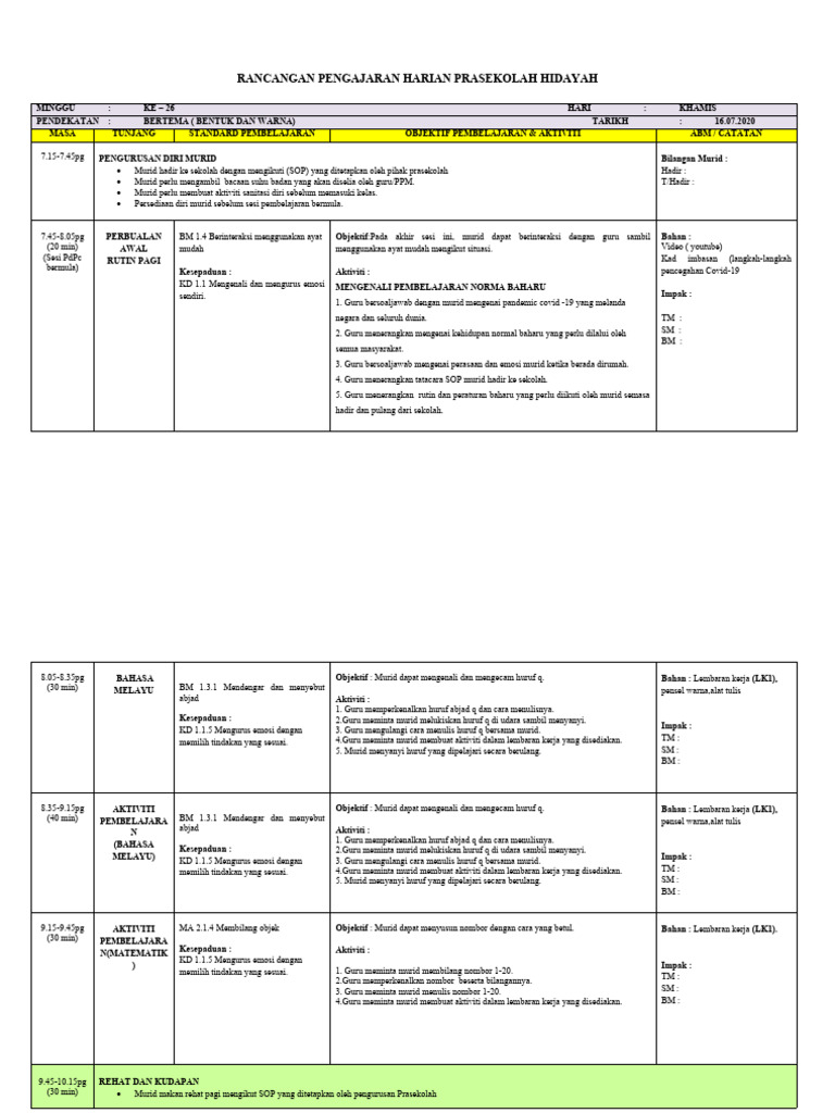 RPH Khamis 16.7.2020 | PDF