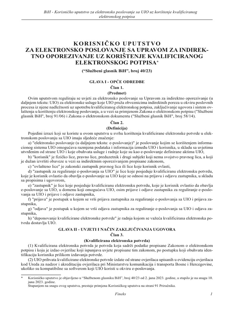 KorisnickoUputstvo Za Elektronsko Poslovanje Sa UIO - Layout 1 | PDF